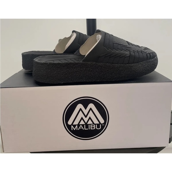 Malibu | Shoes | Malibu Thunderbird Black Weave Nylon Slip On Comfort Clog Mules Sandals Unisex ...